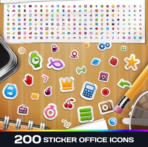 200 sticker icons Royalty Free Vector Image - VectorStock