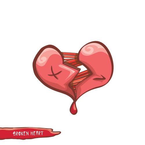 Sad broken heart cartoon Royalty Free Vector Image