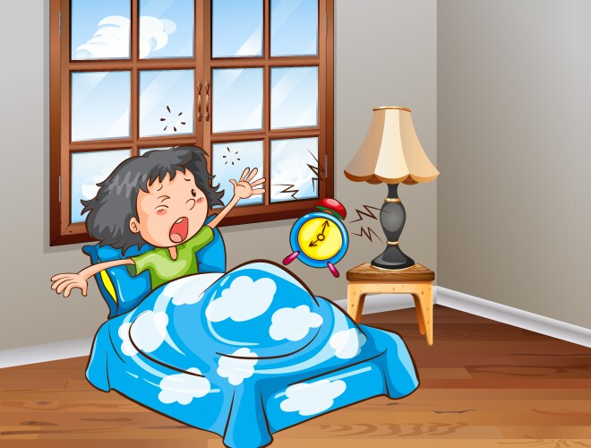 Cartoon Child Get Up Wake Vector Images (58)