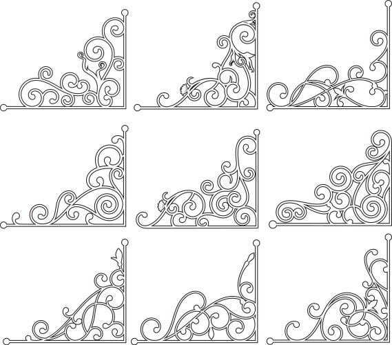 Wrought iron corner ornaments Royalty Free Vector Image