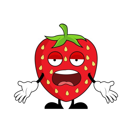 Angry strawberry fruit cartoon character Vector Image