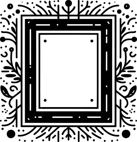 Rectangle floral frame silhouette isolated Vector Image