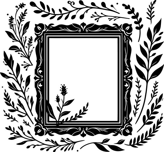 Rectangle floral frame silhouette isolated Vector Image