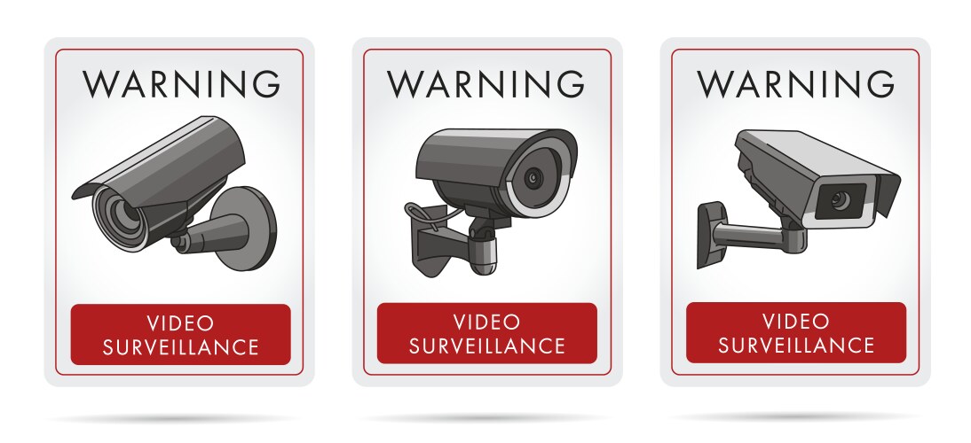 Video surveillance posters and stickers Royalty Free Vector