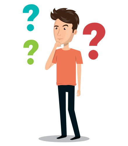 Man is thinking question mark Royalty Free Vector Image