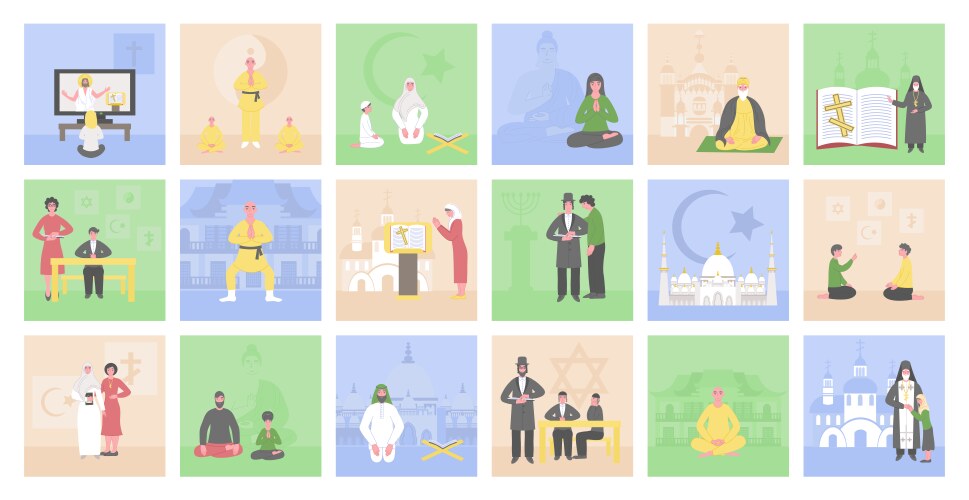 Buddhist family religion composition Royalty Free Vector