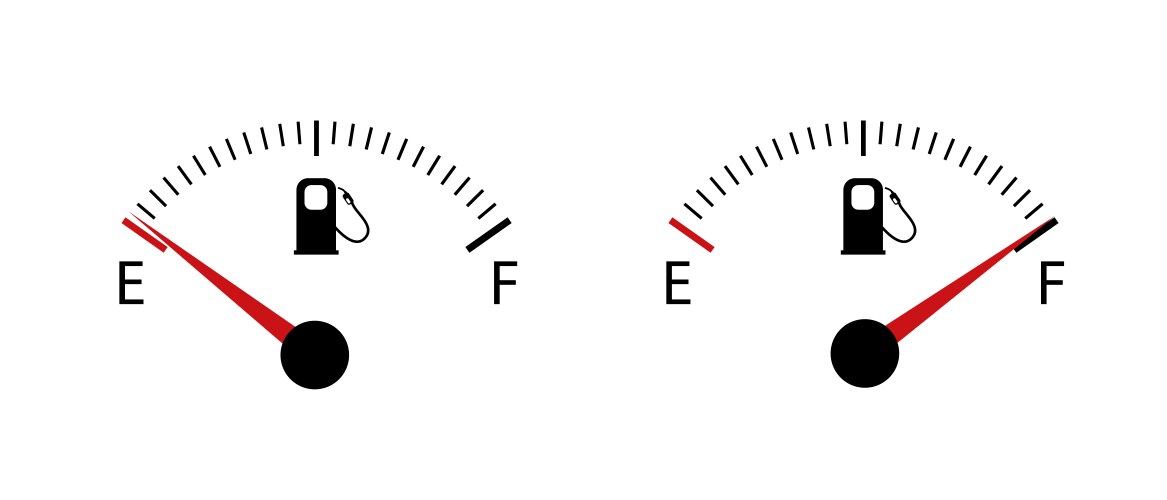 Fuel indicators gas meter gauge tank full Vector Image