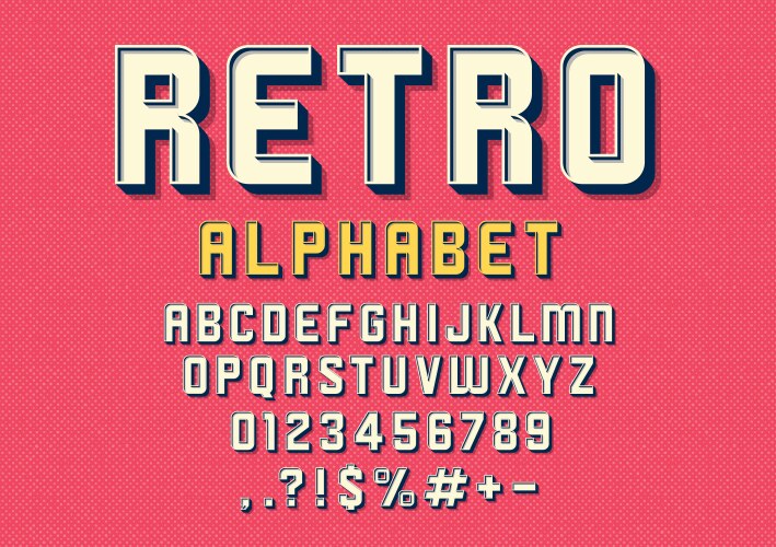 Retro bold font and alphabet strong letters Vector Image