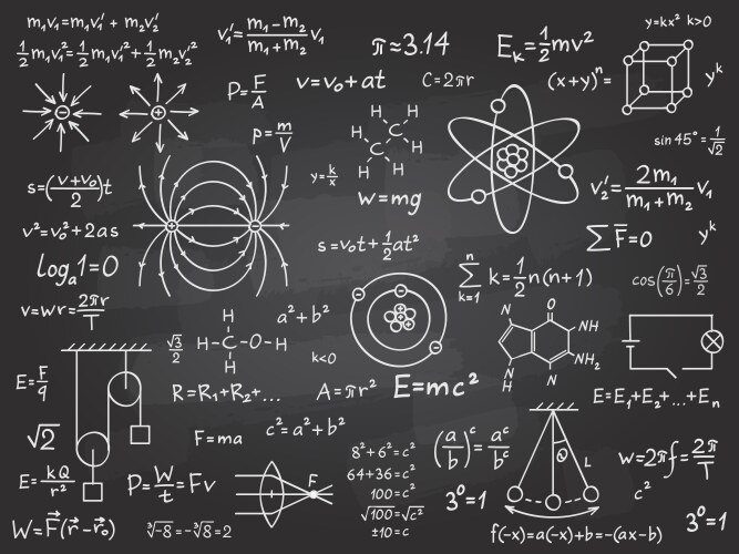 Physics round blue science and education Vector Image