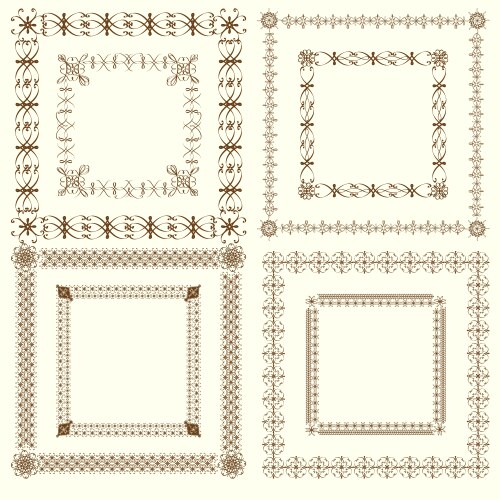 Rectangular calligraphic frames set Royalty Free Vector