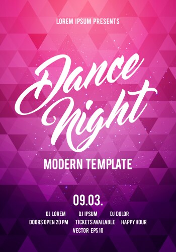 Dance club night summer party poster flyer Vector Image
