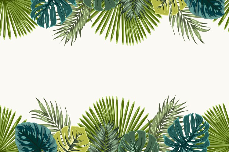 Jungle botanical bottom border green natural Vector Image