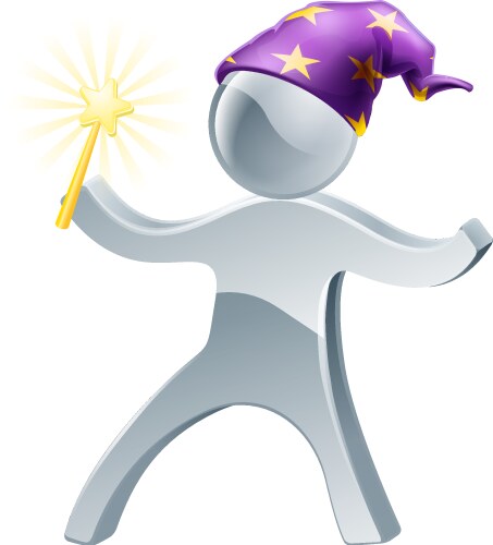 Silver mascot magician Royalty Free Vector Image