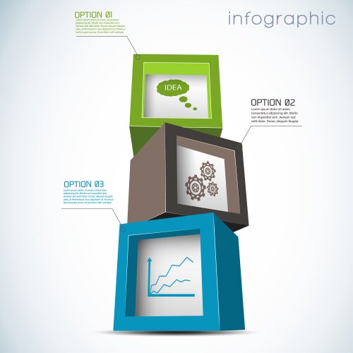 3d blocks infographics step by element Royalty Free Vector