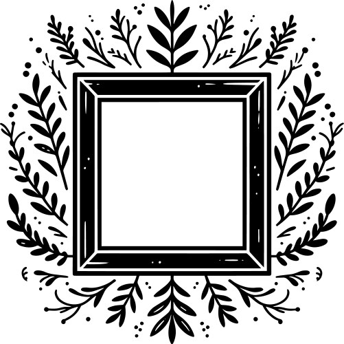 Rectangle floral frame silhouette isolated Vector Image