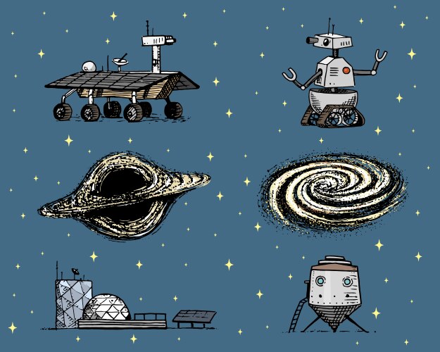 Alien breaks through a hole into space Royalty Free Vector