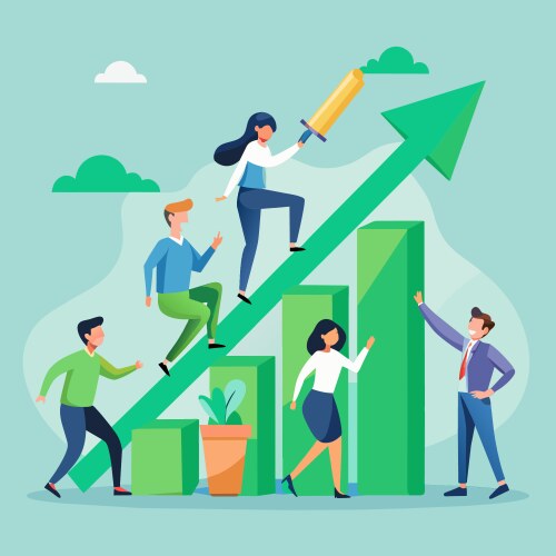 Teamwork to success together employee career path Vector Image