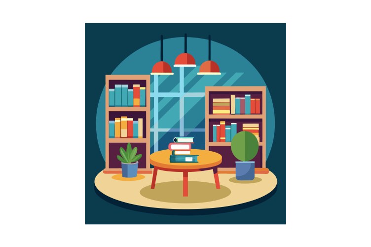 Modern reading room design Royalty Free Vector Image