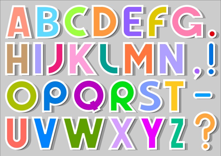 Alphabet colorful letters set Royalty Free Vector Image