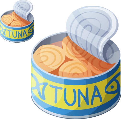 Colorful cartoon canned fish Royalty Free Vector Image
