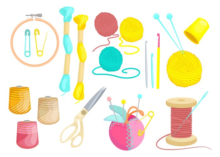 Sewing supplies set Royalty Free Vector Image - VectorStock