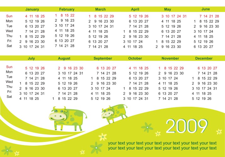 2009calendar Royalty Free Vector Image - VectorStock