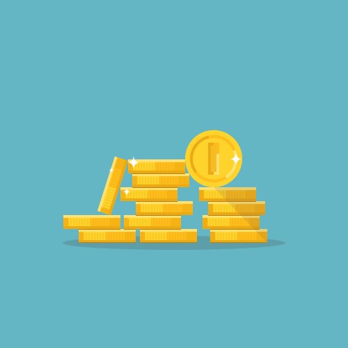 Realistic golden coins pile stacks of gold money Vector Image