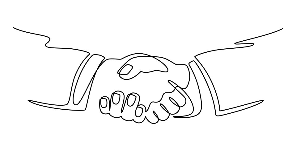 Partners shake hands isolated outline handshake Vector Image