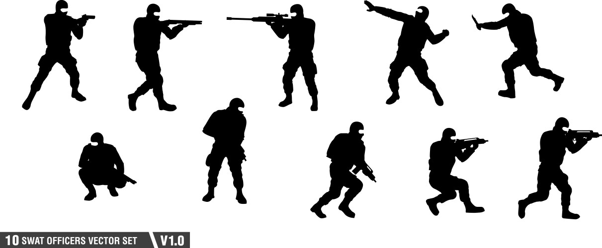 Swat special weapons and tactics icons stickman Vector Image