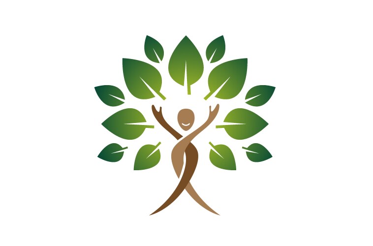 Hand print people tree symbol for community help Vector Image