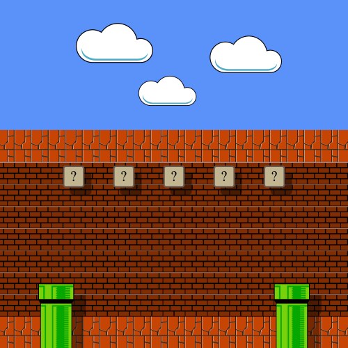Classic retro arcade design with red brick pixel Vector Image