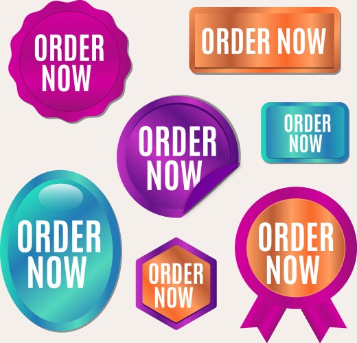 Order now sticker collection Royalty Free Vector Image