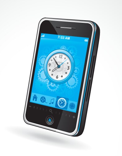 Black mobile phone run screen Royalty Free Vector Image