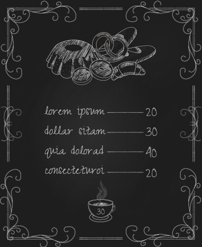 Croissant on chalkboard Royalty Free Vector Image