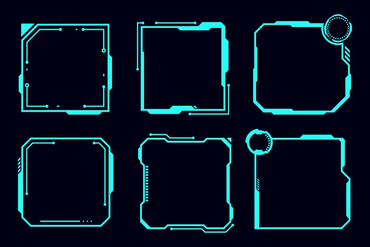 Set futuristic frame hud technology cyberpunk Vector Image