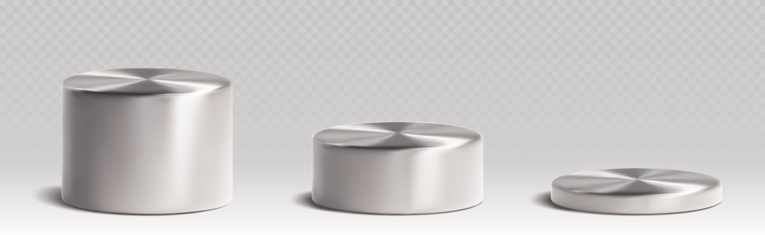 3d silver cylinder metal in realistic style Vector Image