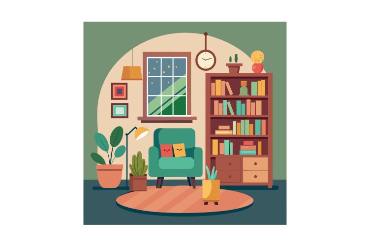 Modern reading room design Royalty Free Vector Image