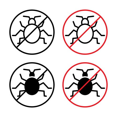 No bug line icon set Royalty Free Vector Image