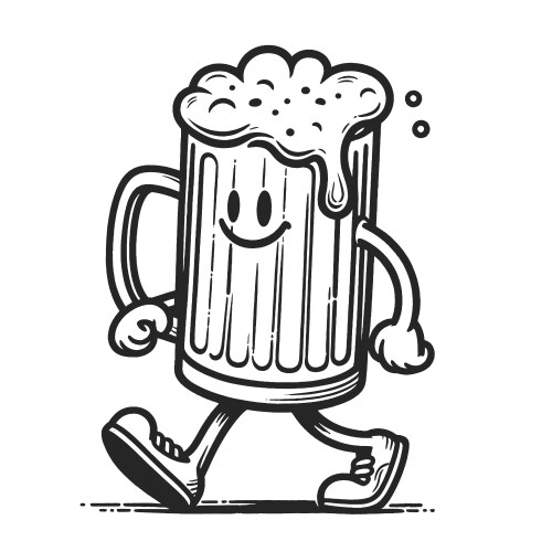 Animated beer mug cartoon character walking Vector Image
