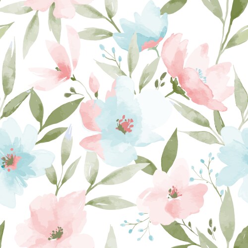 Watercolor seamless pattern pink flowers Vector Image