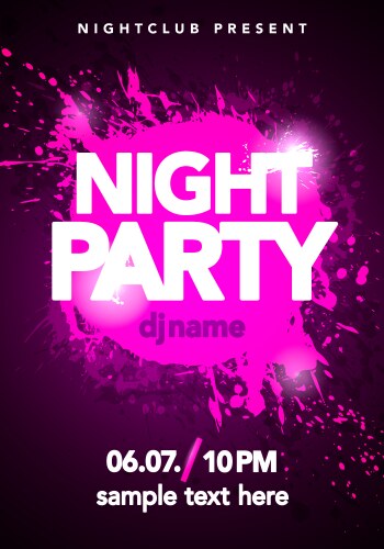 Dance party poster background template with glow Vector Image