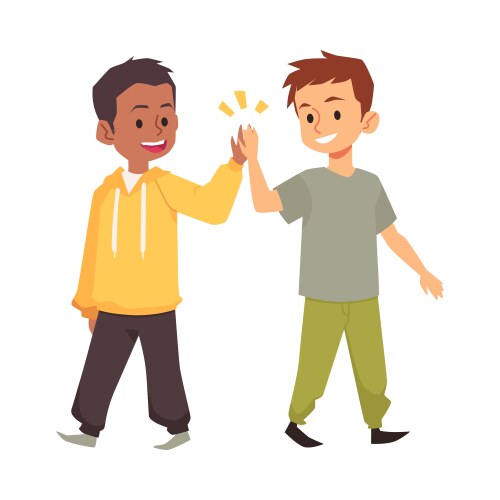 Children give high five greeting gesture flat Vector Image