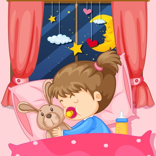 Boy and girl sleeping on bed Royalty Free Vector Image