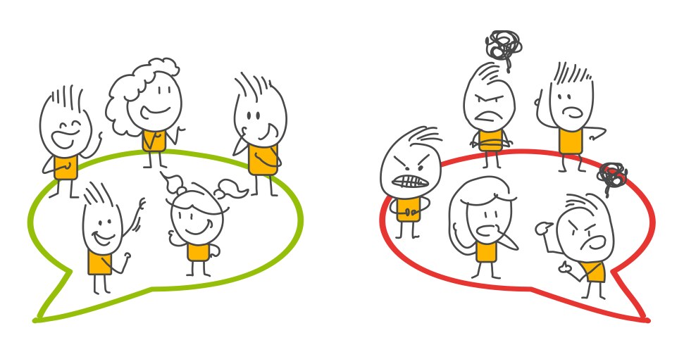 Stick figures with dialogue speech bubbles Vector Image