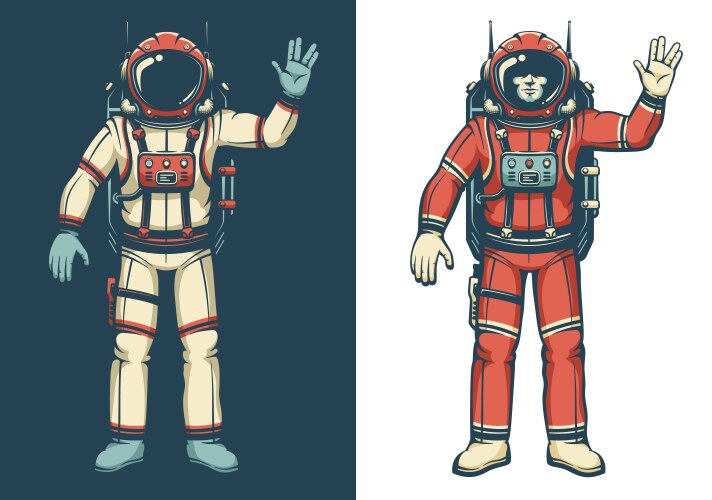 Astronaut in space suit back view full color Vector Image