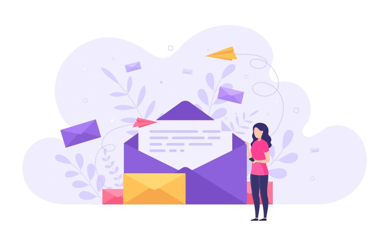 Sending and receiving mail messages people using Vector Image