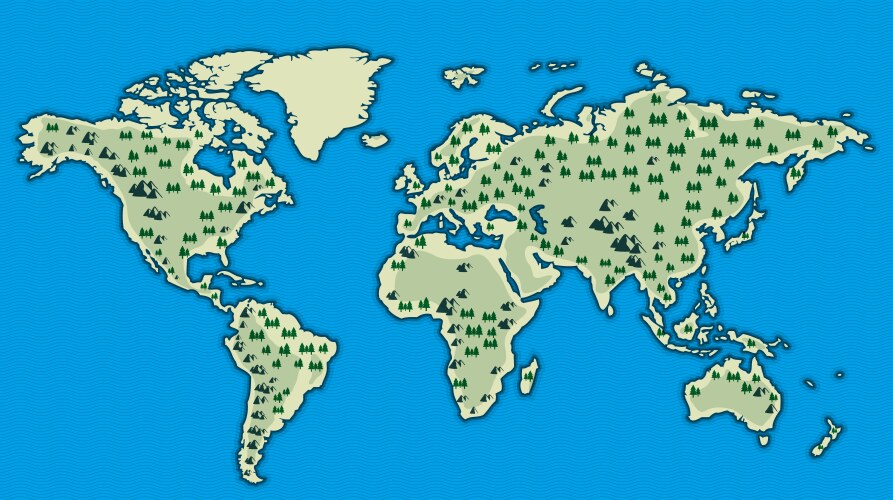 Simple straight line map of the world background Vector Image