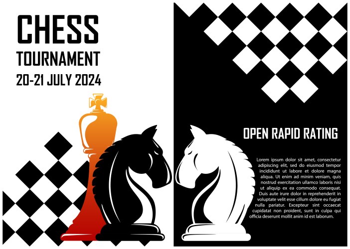 Chess tournament announcement template two Vector Image