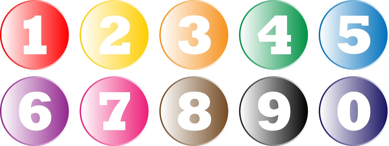 Numbers in blue circle with shadow Royalty Free Vector Image
