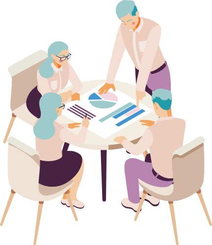 Teamwork isometric business meeting people Vector Image